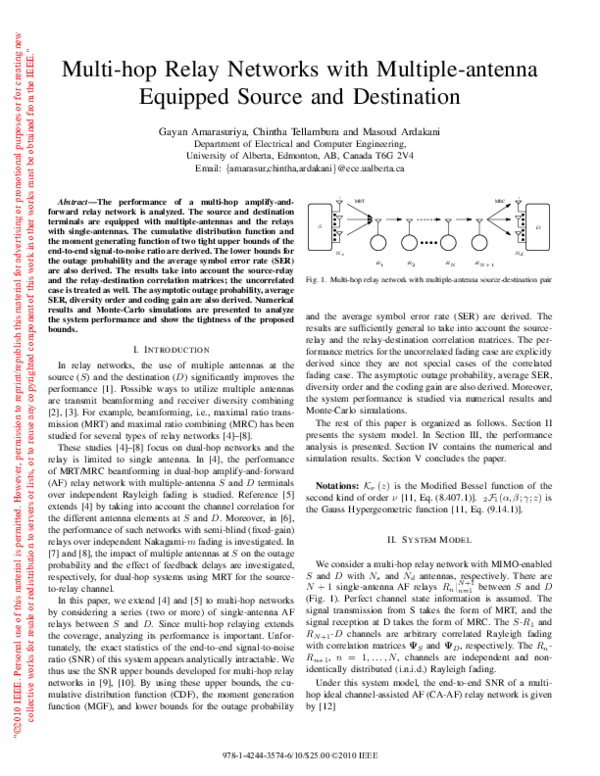(PDF) Multi-Hop Relay Networks with Multiple-Antenna Equipped Source ...