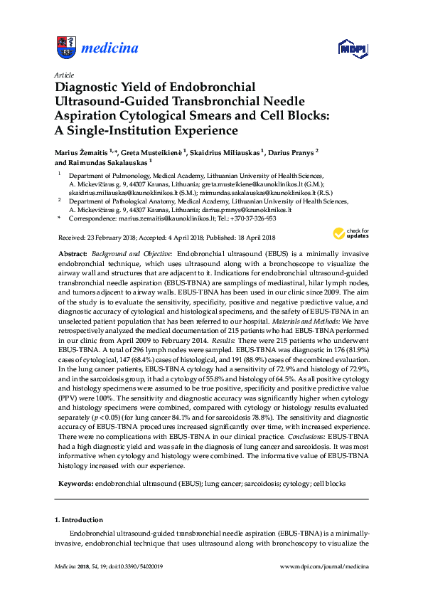 (PDF) Diagnostic Yield of Endobronchial Ultrasound–Guided Mediastinal ...