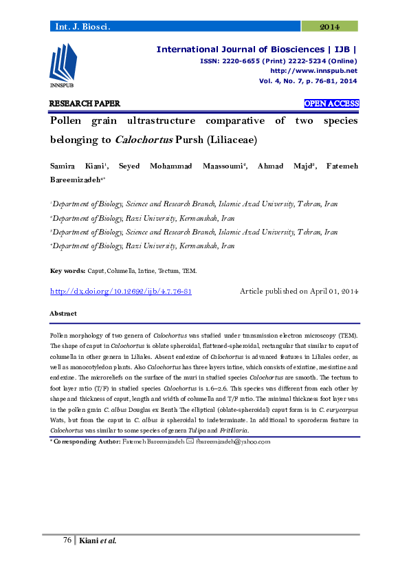 (PDF) Pollen grain ultrastructure comparative of two species belonging ...