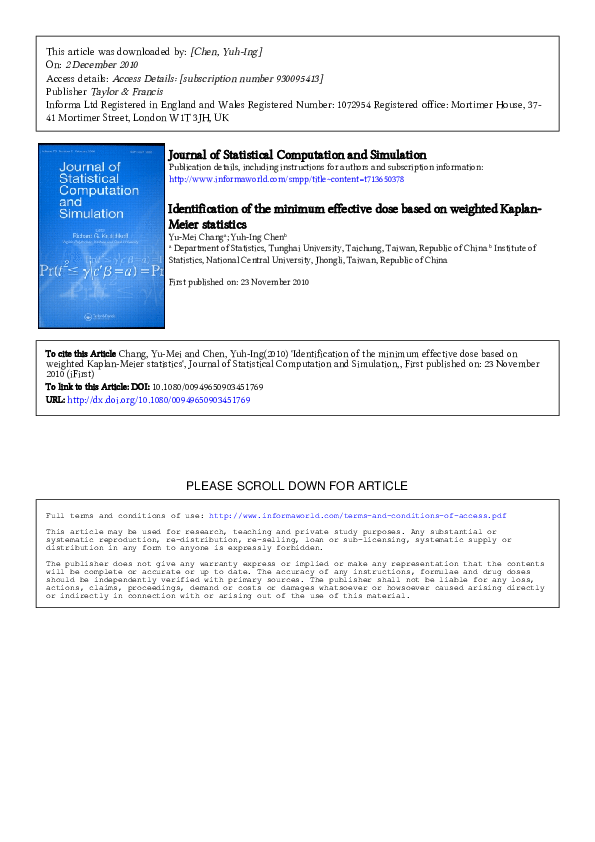 (PDF) Identification of the minimum effective dose based on weighted ...