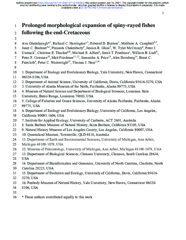 (PDF) Prolonged morphological expansion of spiny-rayed fishes following ...