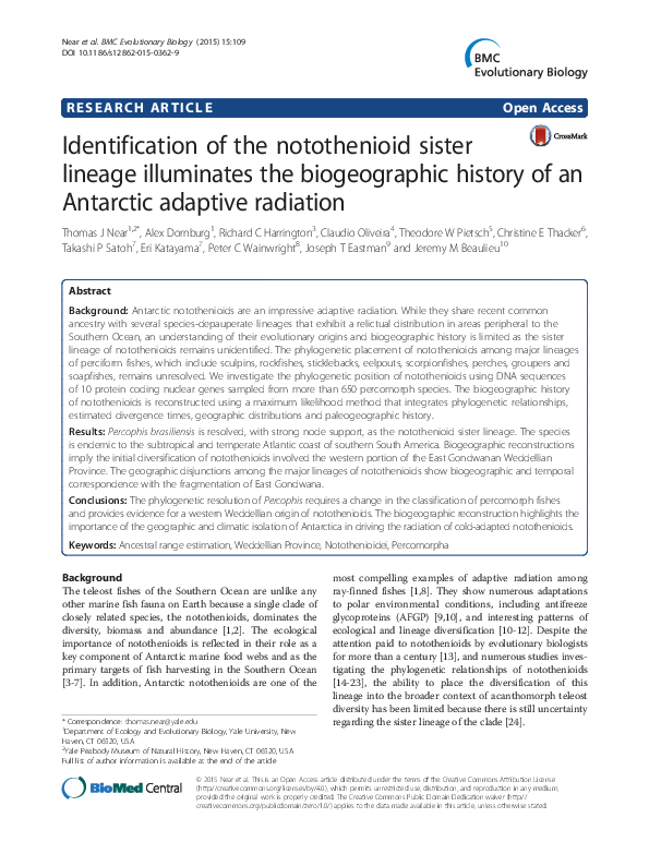 (PDF) Identification of the notothenioid sister lineage illuminates the ...