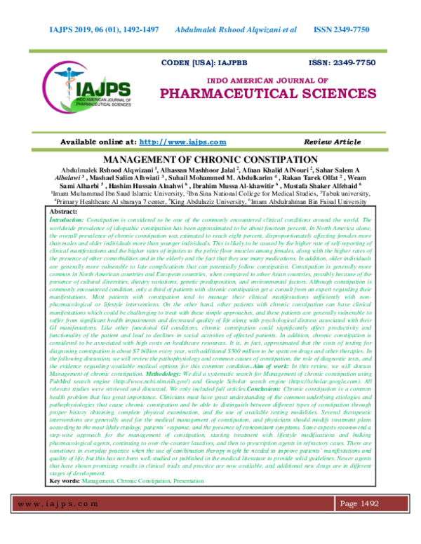(PDF) Chronic Constipation: Management Strategies