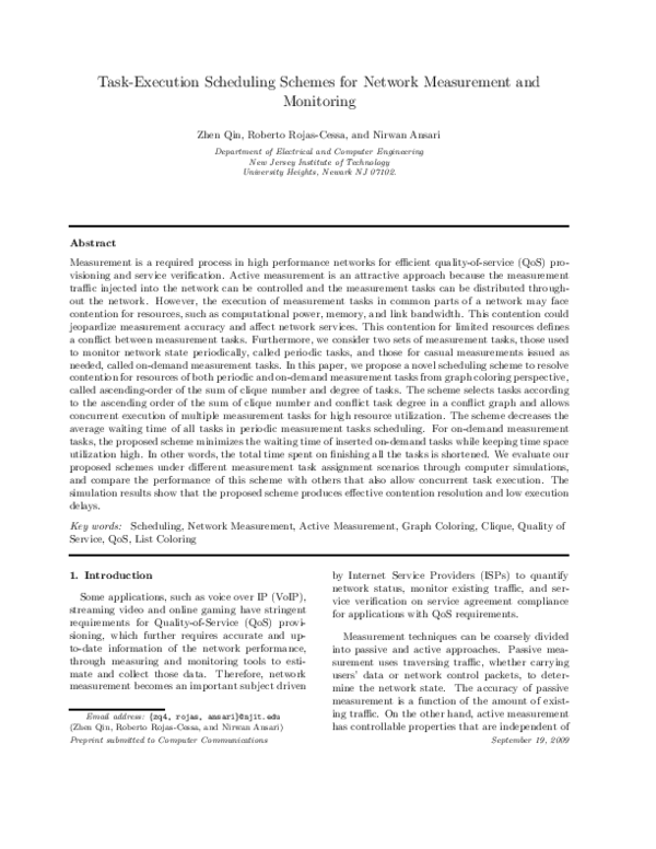 Pdf Task Execution Scheduling Schemes For Network Measurement And
