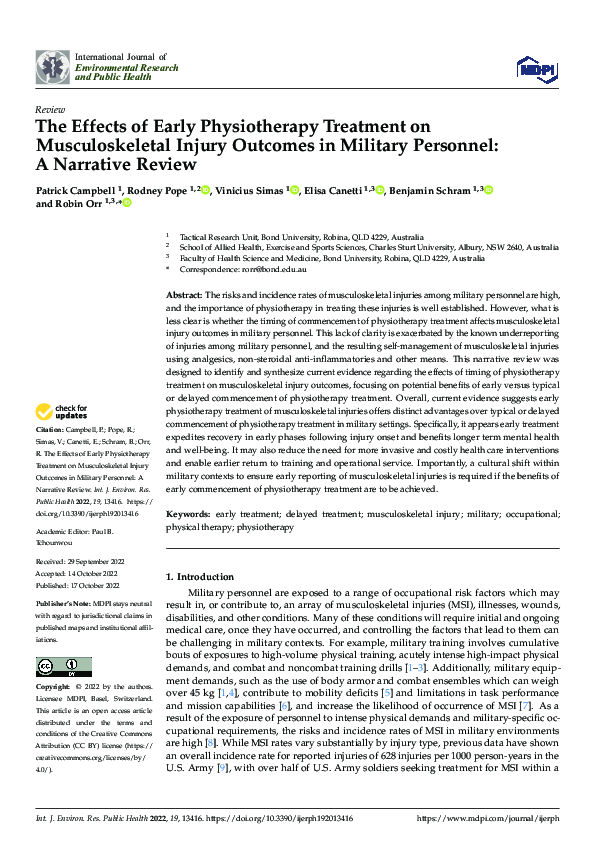(PDF) The Effects of Early Physiotherapy Treatment on Musculoskeletal ...
