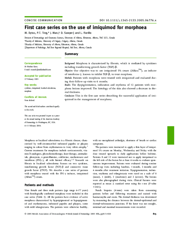 (PDF) First case series on the use of imiquimod for morphoea