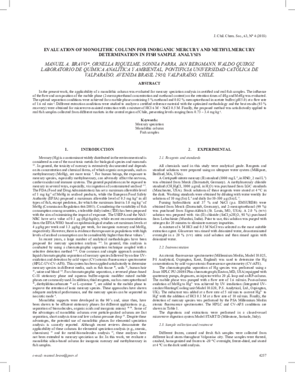 (PDF) Evaluation of Monolithic Column for Inorganic Mercury and ...