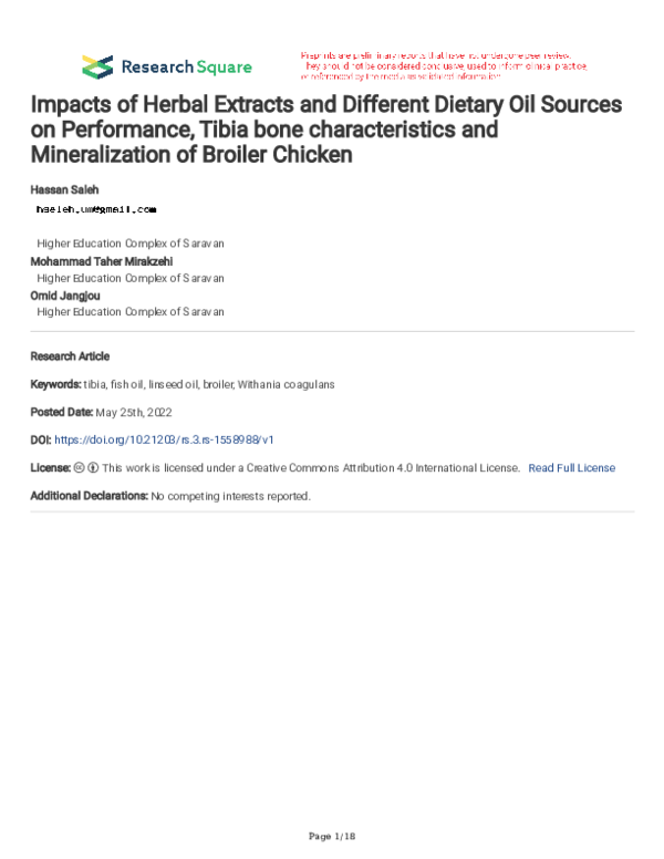 (PDF) Impacts of Herbal Extracts and Different Dietary Oil Sources on ...