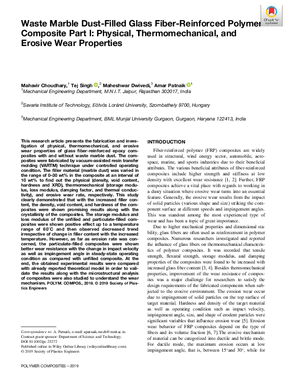 (PDF) Waste marble dust‐filled glass fiber‐reinforced polymer composite ...