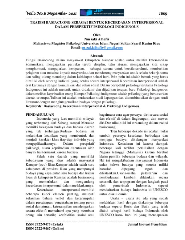 (PDF) Tradisi Basiacuong Sebagai Bentuk Kecerdasan Interpersonal Dalam ...