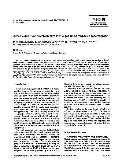 (PDF) Accelerator mass spectrometry with a gas-filled magnetic spectrograph