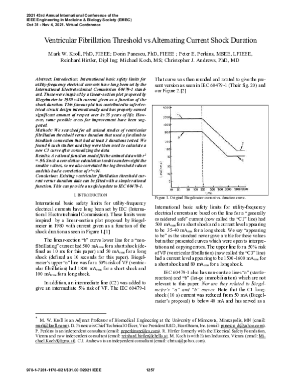 (PDF) Ventricular Fibrillation Threshold vs Alternating Current Shock ...