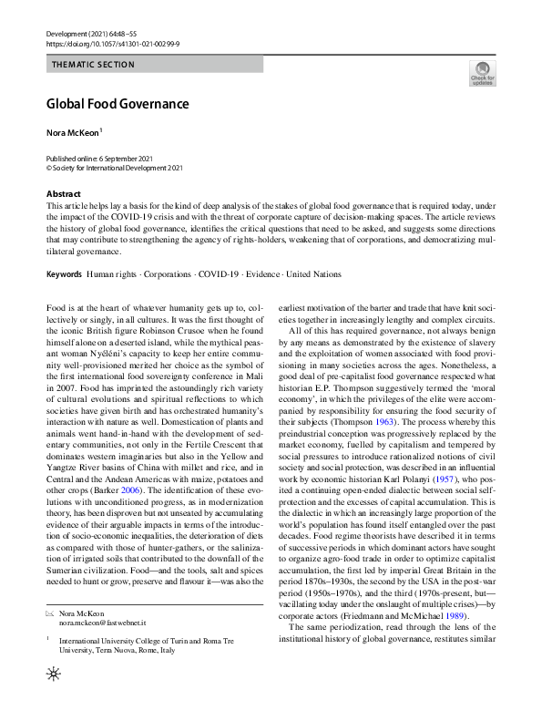 (PDF) Global Food Governance