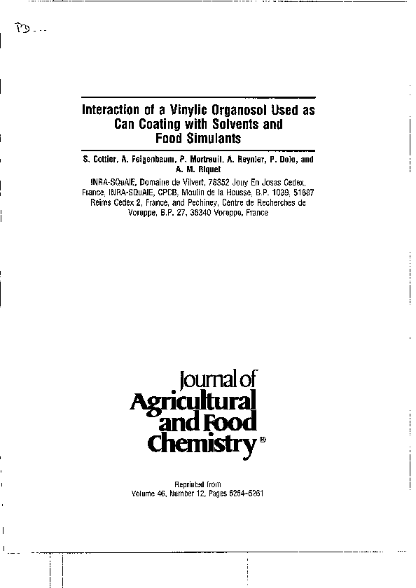 (PDF) Interaction of a Vinylic Organosol Used as Can Coating with ...