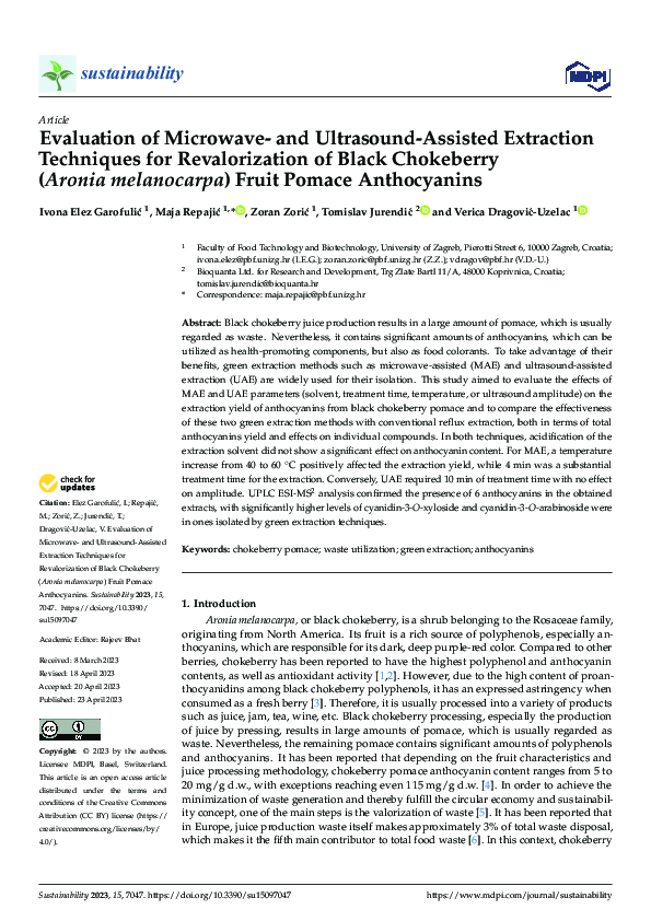 Pdf Evaluation Of Microwave And Ultrasound Assisted Extraction Techniques For Revalorization