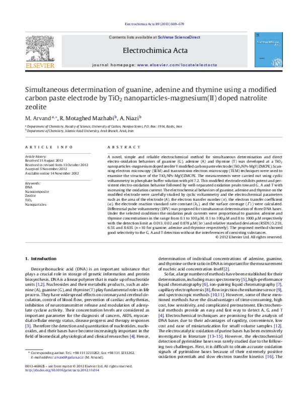 (PDF) Simultaneous determination of guanine, adenine and thymine using ...