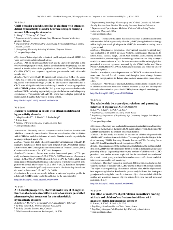 (PDF) Child behavior checklist profiles in children with attention deficit hyperactivity ...