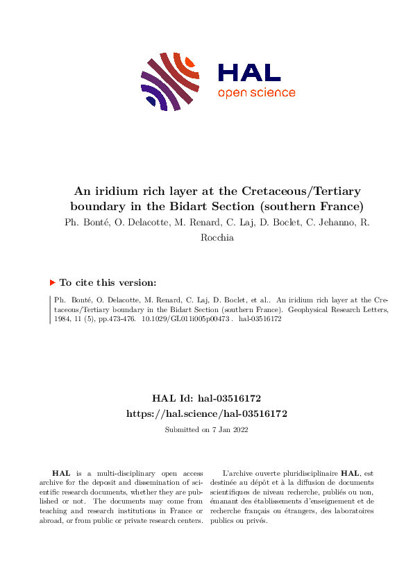 (PDF) An iridium rich layer at the Cretaceous/Tertiary boundary in the ...