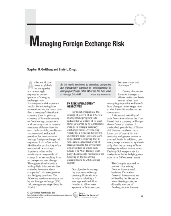 (PDF) Managing Foreign Exchange Risk