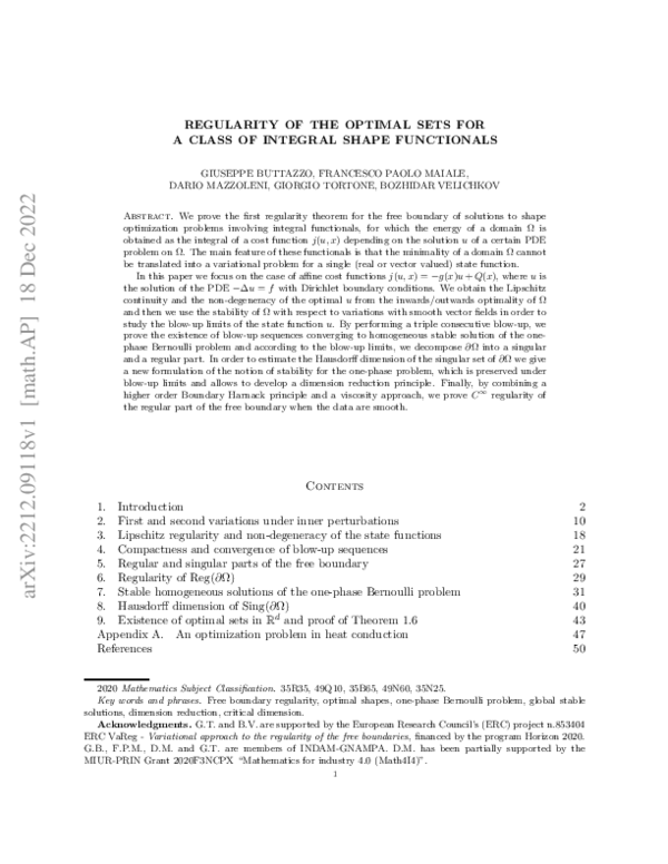 (PDF) Regularity of the optimal sets for a class of integral shape ...