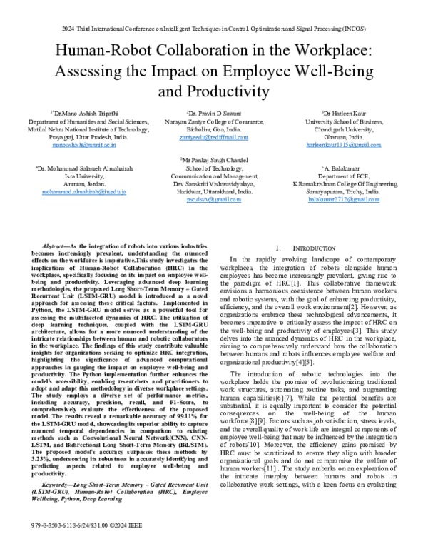 (PDF) Human-Robot Collaboration in the Workplace: Assessing the Impact on Employee Well-Being ...