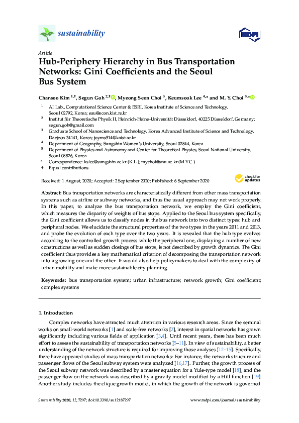 (PDF) Hub-Periphery Hierarchy in Bus Transportation Networks: Gini ...