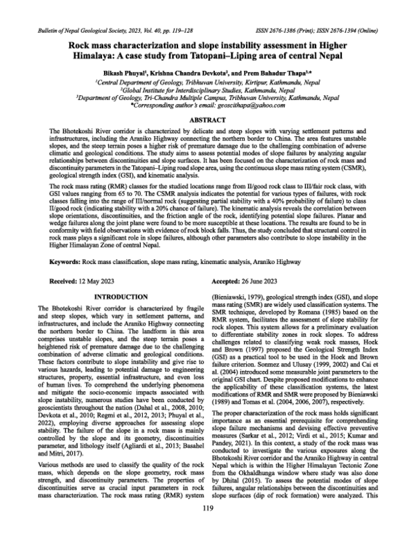 (PDF) Rock mass characterization and slope instability assessment in ...