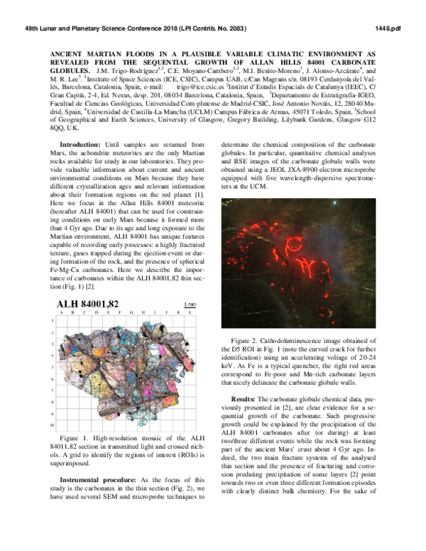 (PDF) Ancient Martian Floods in a Plausible Variable Climatic ...
