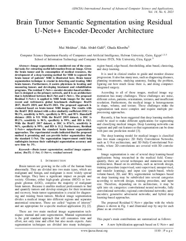 Pdf Brain Tumor Semantic Segmentation Using Residual U Net Encoder