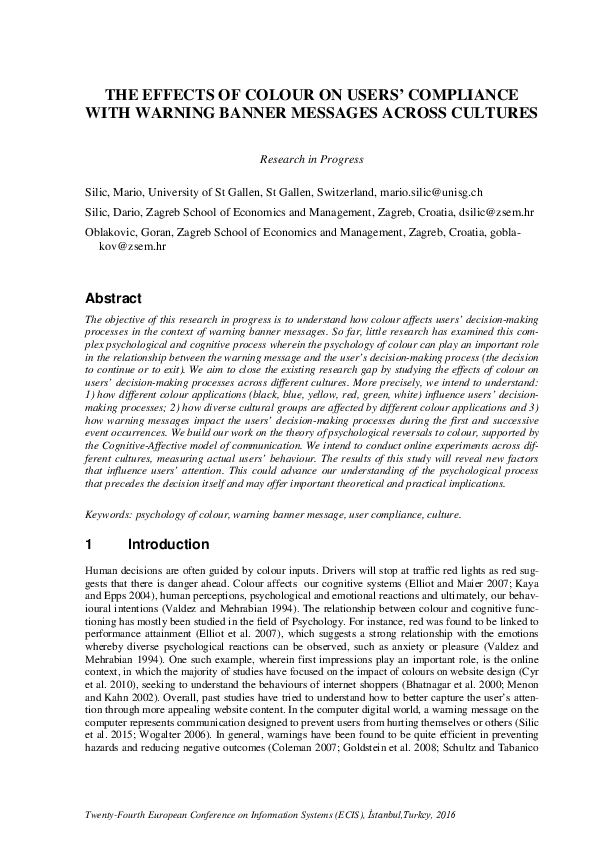 (PDF) The Effects of Colour on Users’ Compliance with Warning Banner ...