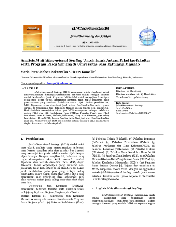 (PDF) Analisis Multidimensional Scaling Untuk Jarak Antara Fakultas ...