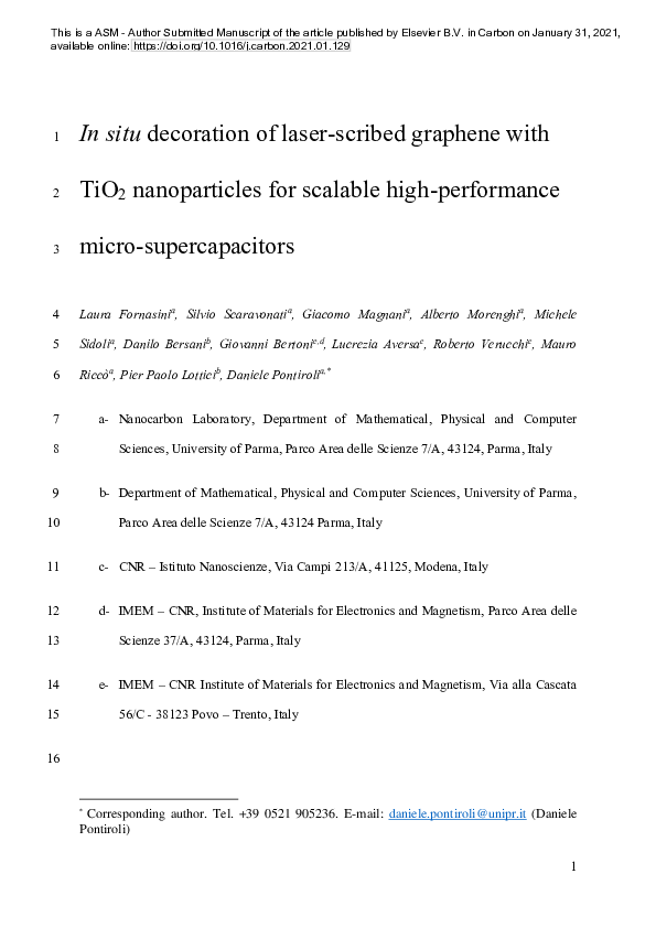 (PDF) In situ decoration of laser-scribed graphene with TiO2 ...