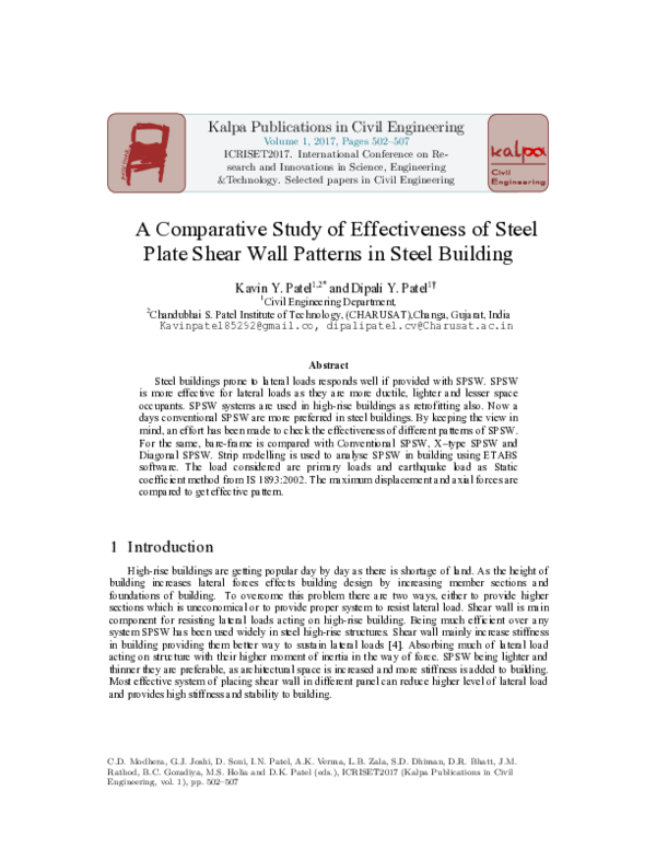 (PDF) A Comparative Study of Effectiveness of Steel Plate Shear Wall ...