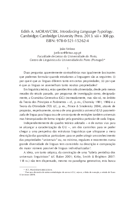 (PDF) Introducing Language Typology