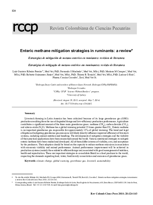 (PDF) Enteric methane mitigation strategies in ruminants: a review