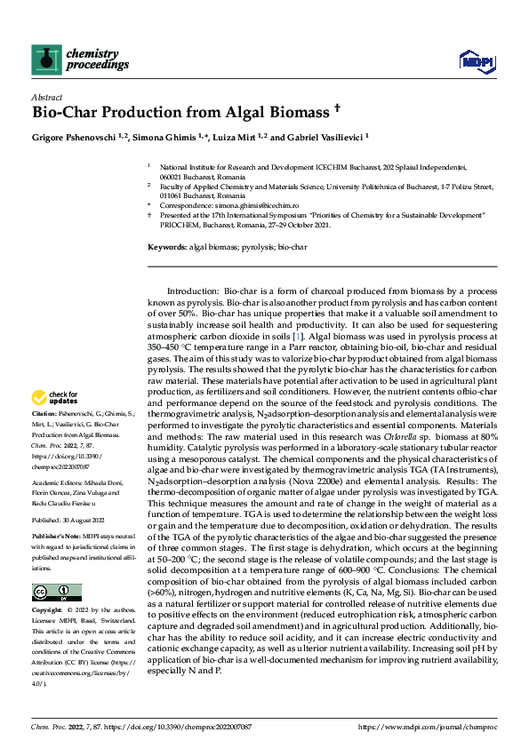 (PDF) Bio-Char Production from Algal Biomass
