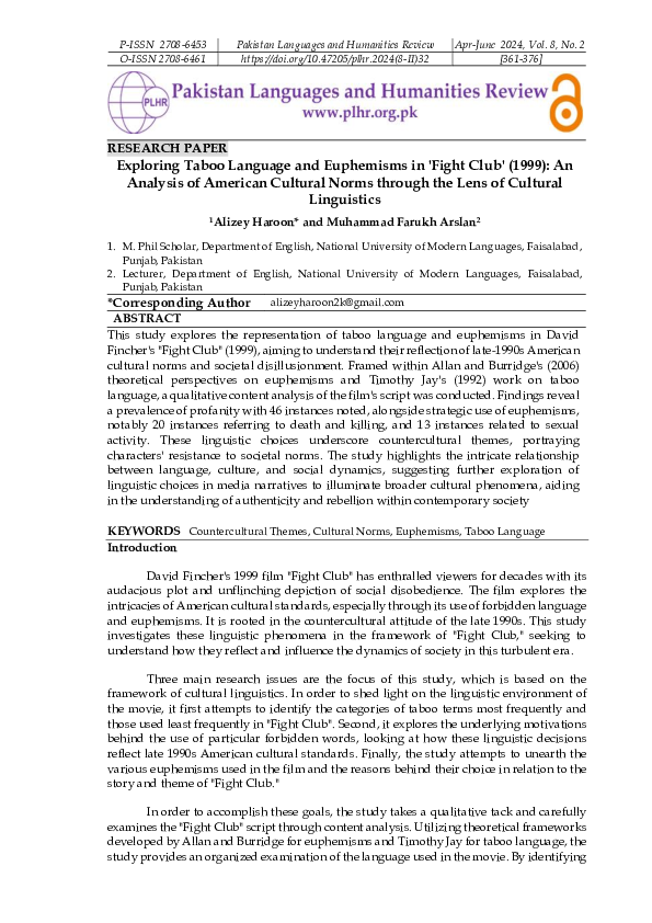 (PDF) . Exploring Taboo Language and Euphemisms