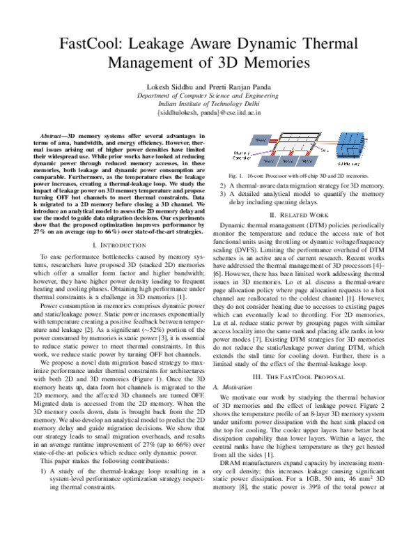 (PDF) FastCool: Leakage Aware Dynamic Thermal Management of 3D Memories | Lokesh Siddhu ...
