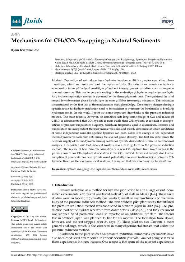 (PDF) Mechanisms for CH4/CO2 Swapping in Natural Sediments
