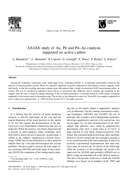 (PDF) ASAXS study of Au, Pd and Pd–Au catalysts supported on active carbon