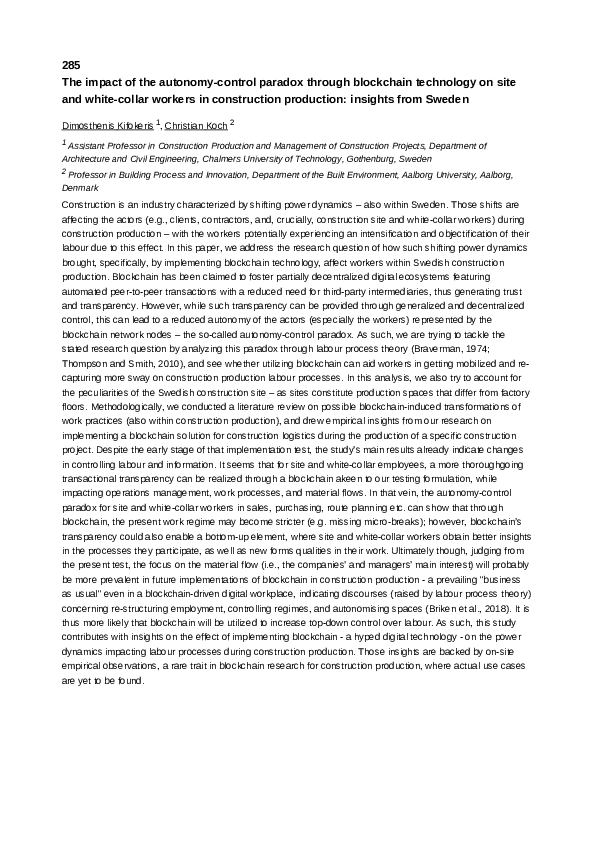 (PDF) The impact of the autonomy-control paradox through blockchain ...