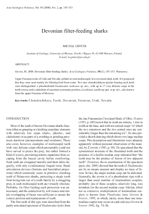 (PDF) Devonian filter-feeding sharks