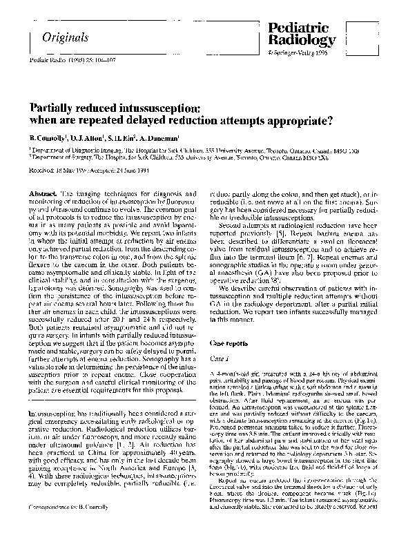 (PDF) Partially reduced intussusception: When are repeated delayed ...