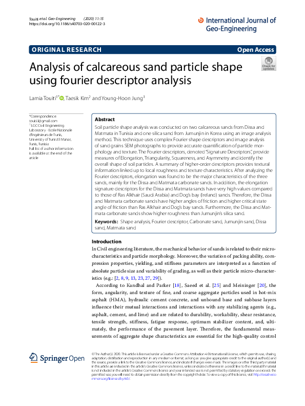 (PDF) Analysis of calcareous sand particle shape using fourier ...