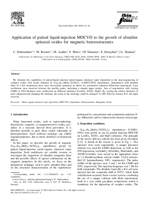 (PDF) Application of pulsed liquid-injection MOCVD to the growth of ...