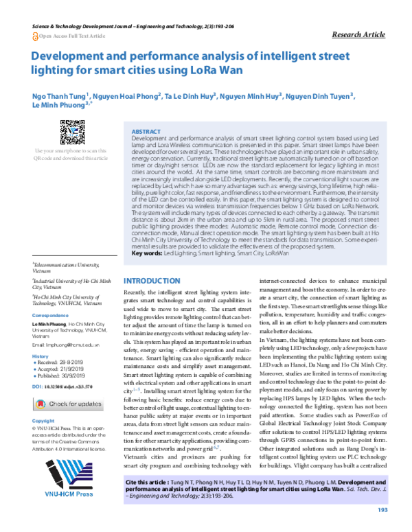 (PDF) Development and implementation of smart street lighting system ...