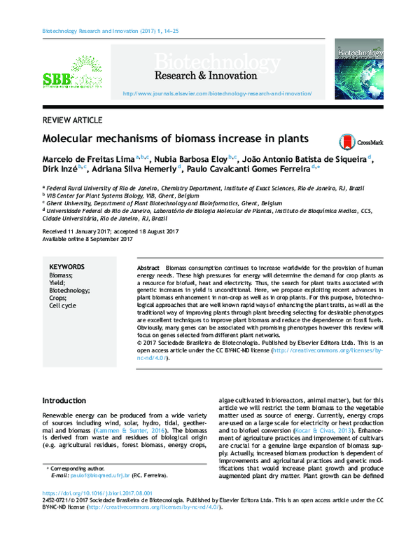 (PDF) Molecular mechanisms of biomass increase in plants