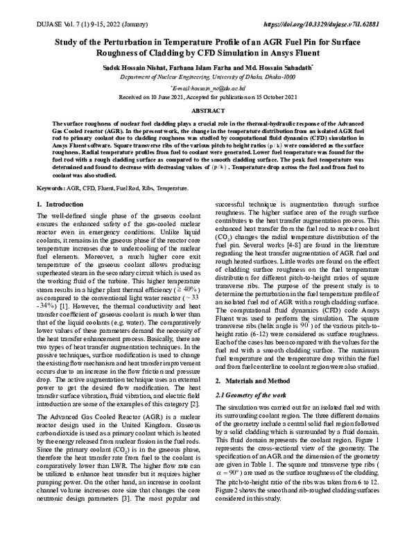(PDF) Study of the Perturbation in Temperature Profile of an AGR Fuel ...