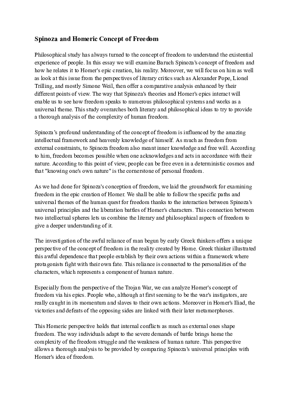 (PDF) Spinoza and Homeric Concept of Freedom