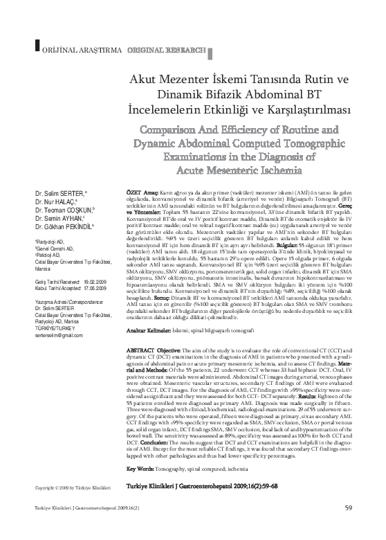 (PDF) Akut Mezenter İskemi Tanısında Rutin ve Dinamik Bifazik Abdominal ...